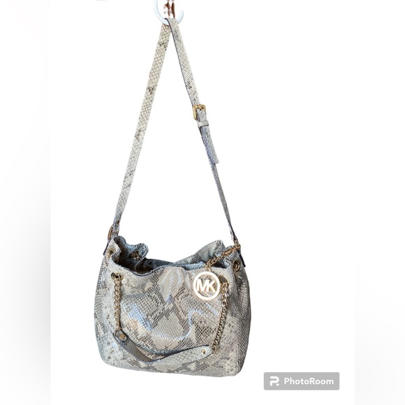 MICHAEL Michael Kors | Bags | Mk Python Embossed Leather Beige ...